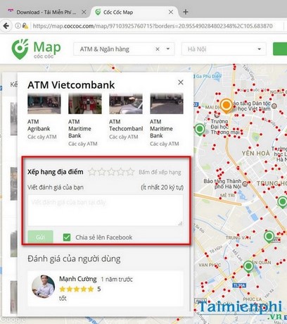Locate Bank ATMs with Cốc Cốc Map