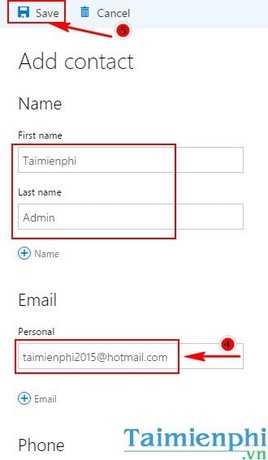 Adding Email to Hotmail Contacts