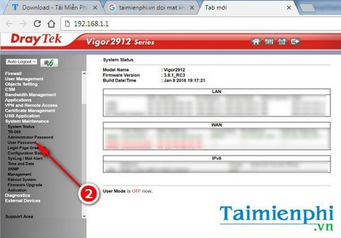 Changing the administration login password for modem and router Vigor ...