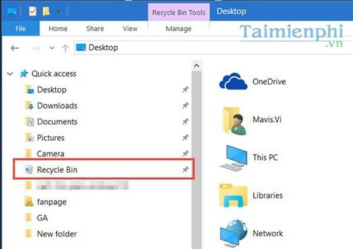 Adding Recycle Bin to Quick Access in Windows 10