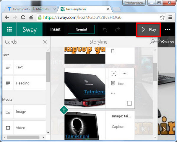 Creating slides with Sway, delivering presentations on Sway
