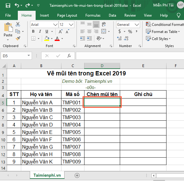 How to draw arrows in Excel 2019, increase or decrease