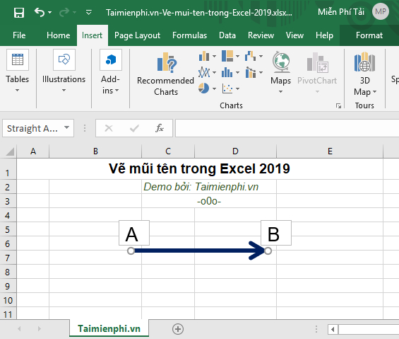 How to draw arrows in Excel 2019, increase or decrease