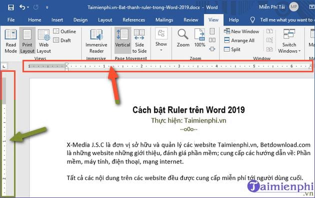 How to Enable Ruler in Word 2019, Displaying Ruler bar