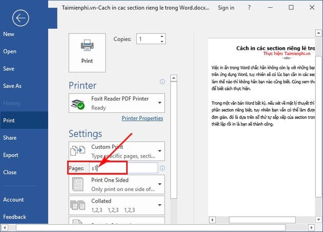 Printing Individual Sections in Word 2019, 2016, 2013, 2010