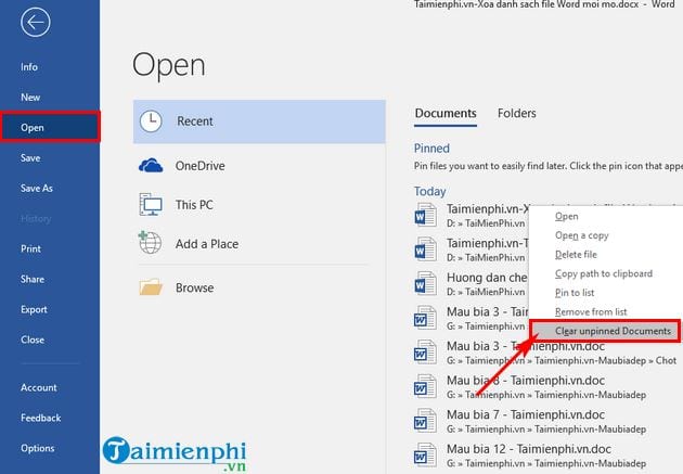 Removing recently opened Word files list, Recent Files