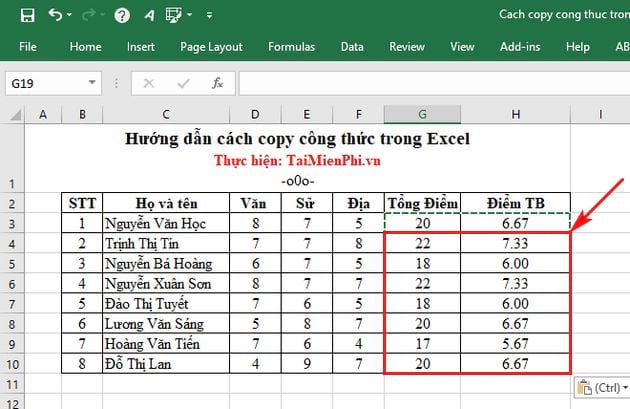 Guide on how to copy formulas in Excel 2013, 2016, 2019