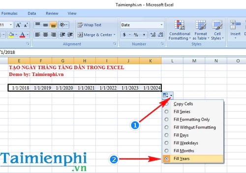 Creating ascending dates in Excel, arranging dates in ascending order