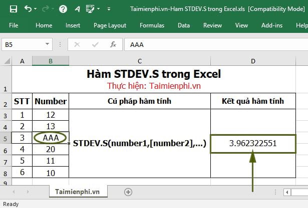 Exploring STDEV.S Function: Syntax and Usage in Excel
