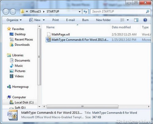 Inserting Mathtype into Word 2013