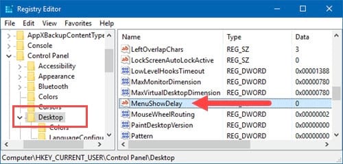 Adjusting the display time of the right-click menu on Windows 10