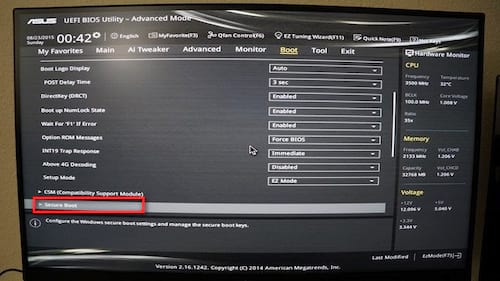 Enabling and Disabling Secure Boot in Asus UEFI BIOS
