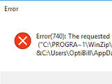 Dealing with error code 740 when opening a file