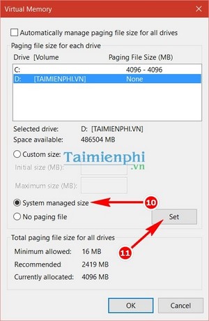Changing the size and location of Pagefile.sys on Windows 10, 8.1, 7