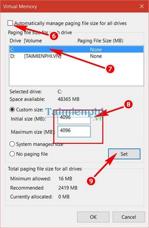 Changing the size and location of Pagefile.sys on Windows 10, 8.1, 7