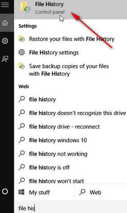 Reducing File History Storage on Windows 10