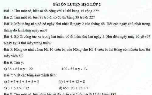 Compilation of Grade 2 Math, Vietnamese, and English Exercises