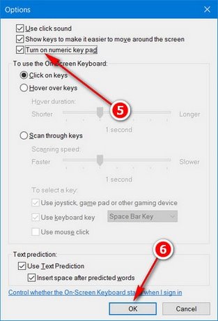 Display the numeric keypad, activate the numeric keys on the On-Screen ...
