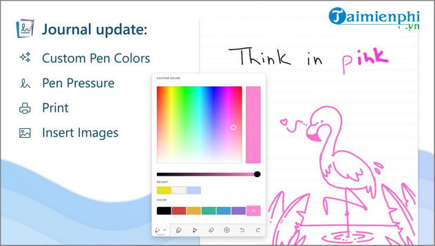 Microsoft Journal App Enhances Print and Custom Ink Color Support