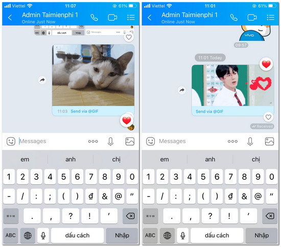 Sending Animated GIFs on Zalo for iPhone, iPad, iOS