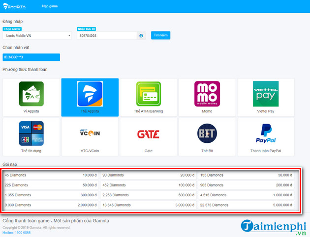 Guide: Topping up Lords Mobile via Appota, Momo, Viettel Pay ...