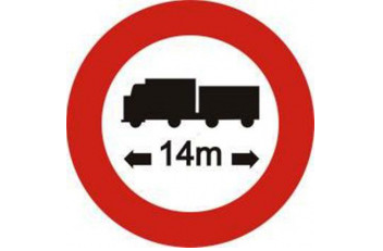 Sign indicating limitation on the length of tractor-trailer trucks P.120