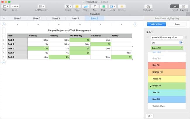 Using Conditional Formatting in Numbers on Mac