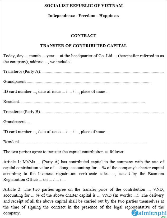 The 2023 template for capital contribution transfer contracts (in ...