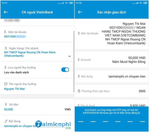 Transfer money outside VietinBank iPay quickly and easily on your phone.