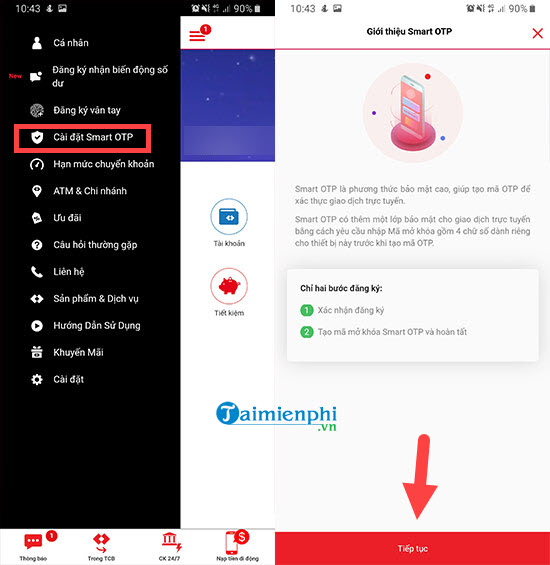 Registering for Techcombank Smart OTP: Obtain Authentication Code