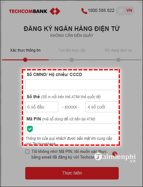 Register for Techcombank Internet Banking, manage and transact online