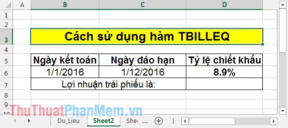TBILLEQ Function - Calculating Bond Profit in Excel Treasury