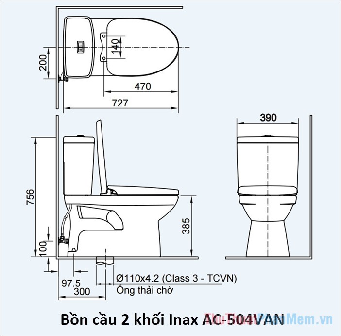 Standard dimensions of toilets (Toto, Inax, etc.)