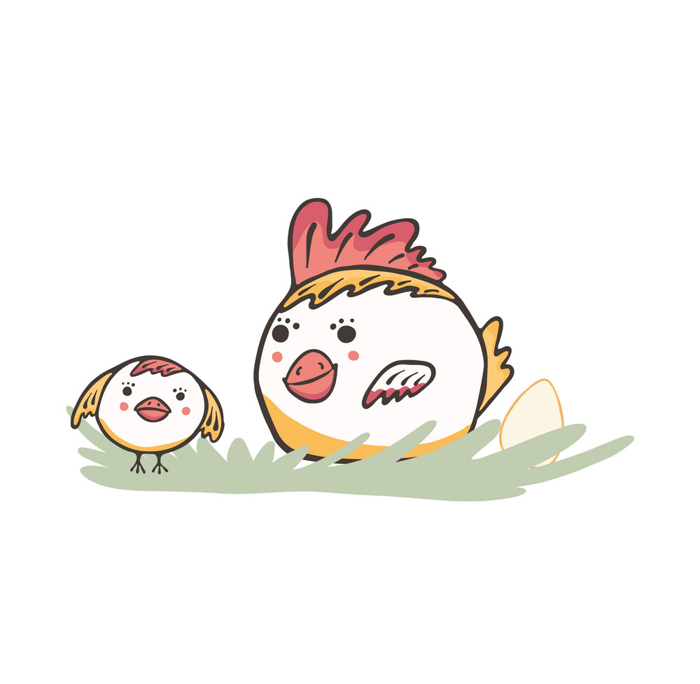 Adorable and charming chibi chicken illustrations