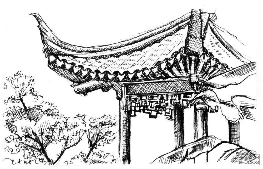 Exquisite Chinese Landscape Pencil Art