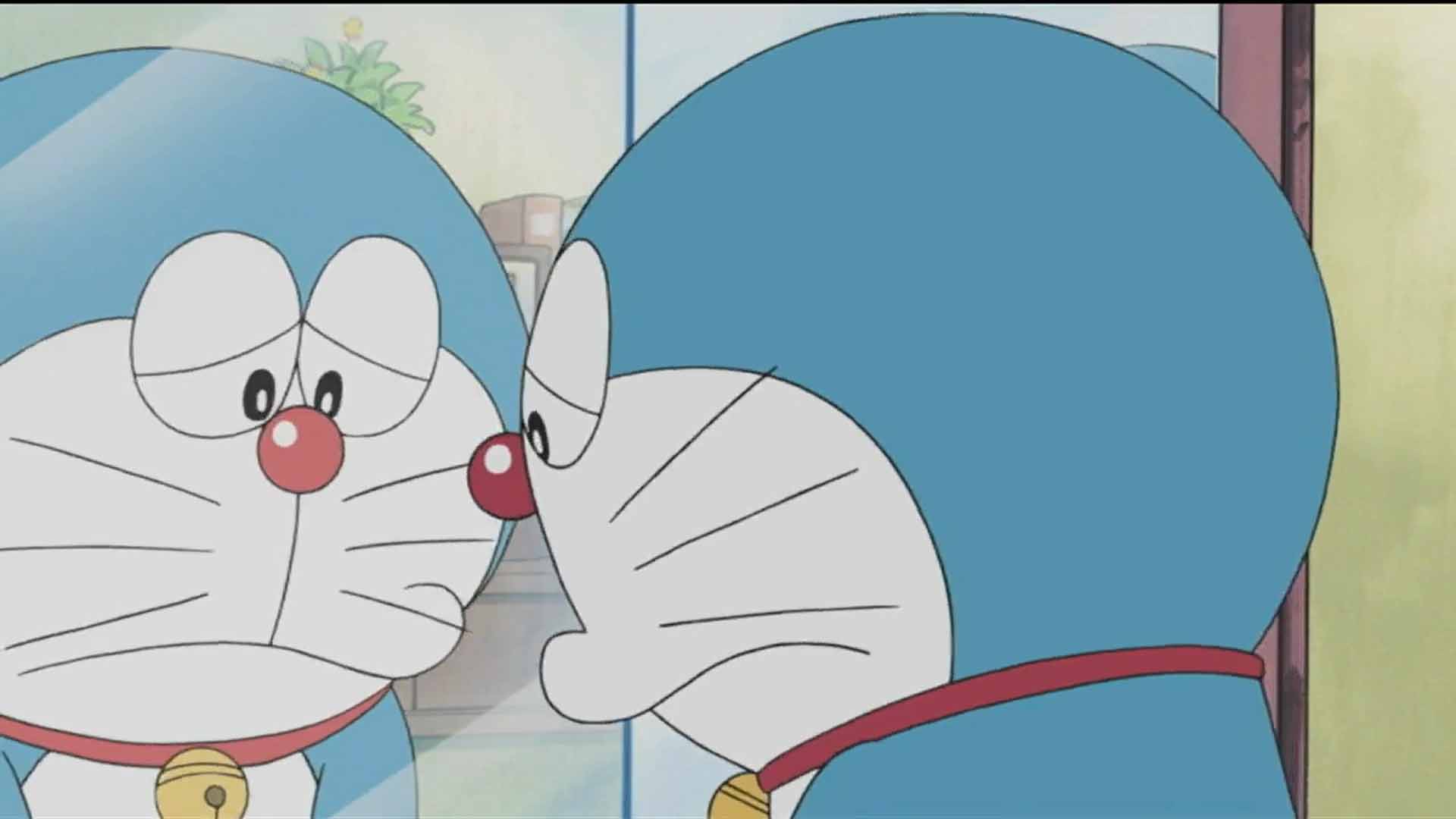 Stunningly beautiful image of Doraemon crying and feeling melancholic.