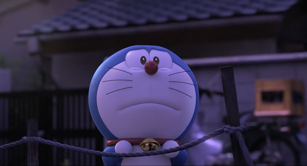 Stunningly beautiful image of Doraemon crying and feeling melancholic.