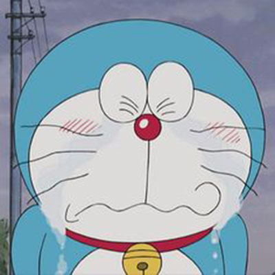 Stunningly beautiful image of Doraemon crying and feeling melancholic.