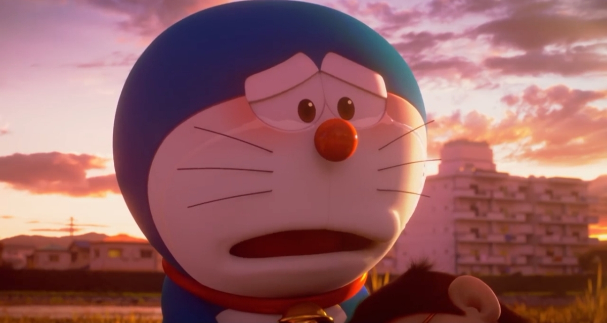 Stunningly beautiful image of Doraemon crying and feeling melancholic.