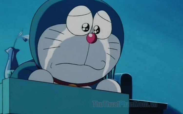 Stunningly beautiful image of Doraemon crying and feeling melancholic.