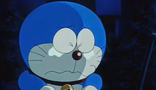 Stunningly beautiful image of Doraemon crying and feeling melancholic.