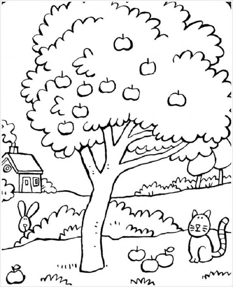 Coloring a Green Tree for Kids