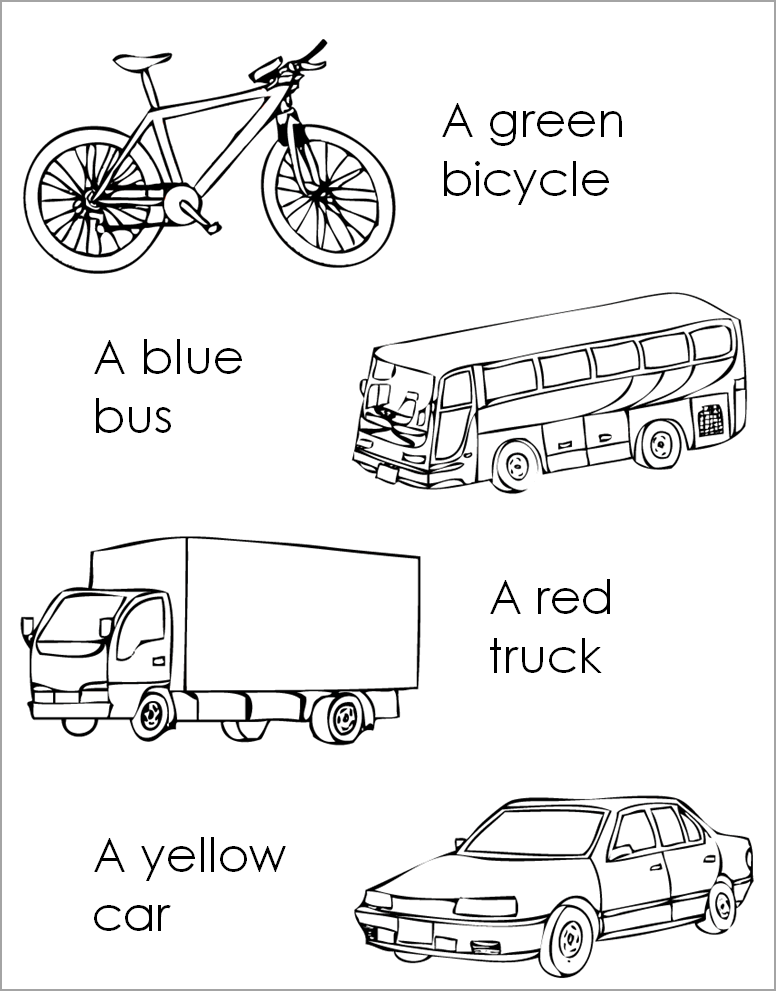 Coloring Illustrations of Transportation Vehicles