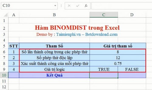 Hàm BINOMDIST trong Excel: Xác suất phân bố nhị thức