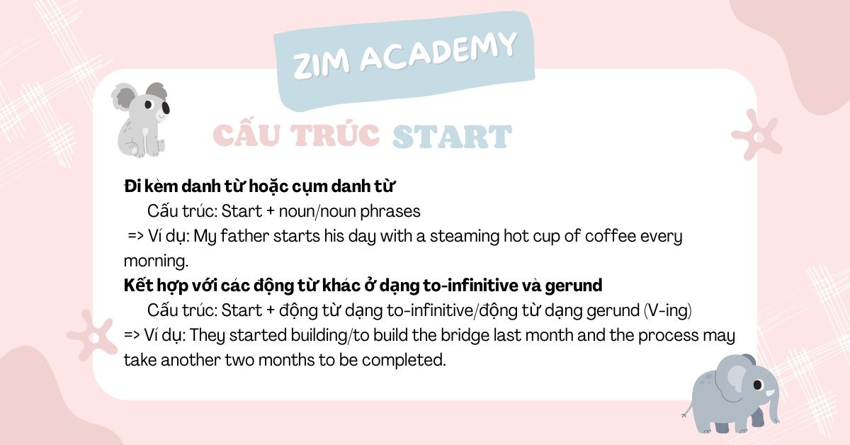 After Start comes to V or Ving | [Structure Start - Usage - Examples]