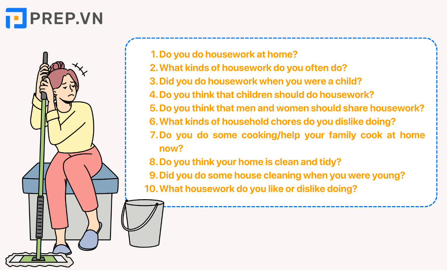 Household Chores and Cooking IELTS Speaking Part 1: Topic, Sample Answer