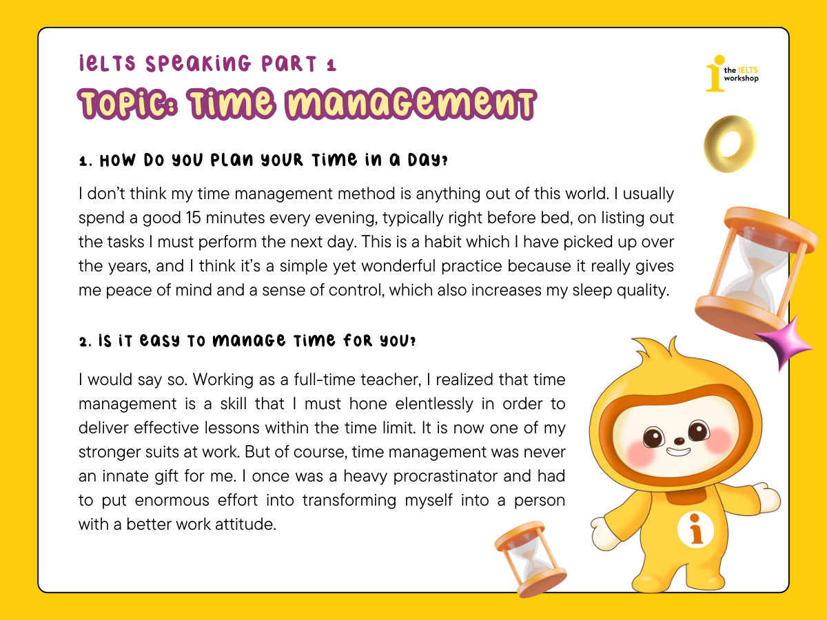 Time Management IELTS Speaking Part 1 Example Answers