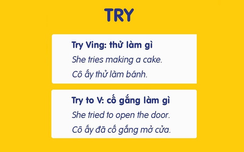 Cấu trúc Phương pháp Try trong tiếng Anh cùng bài tập áp dụng có đáp án