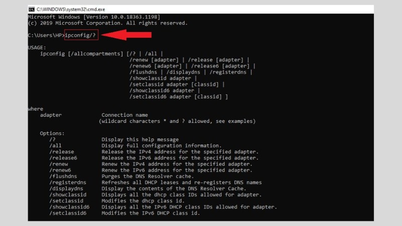 Cách sử dụng lệnh ipconfig để làm mới địa chỉ IP của máy tính