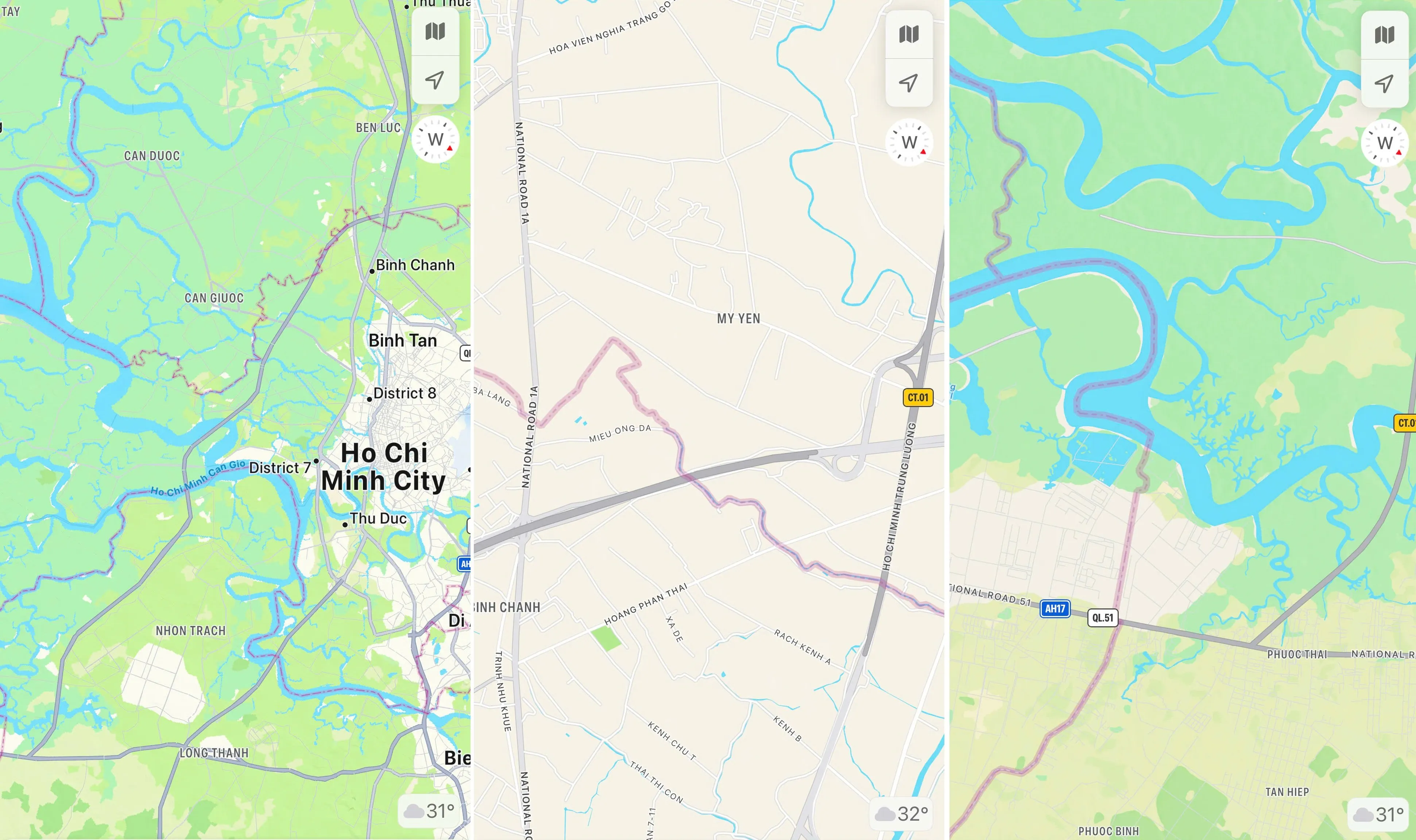 Apple Maps đã cập nhật tuyến cao tốc Bến Lức - Long Thành